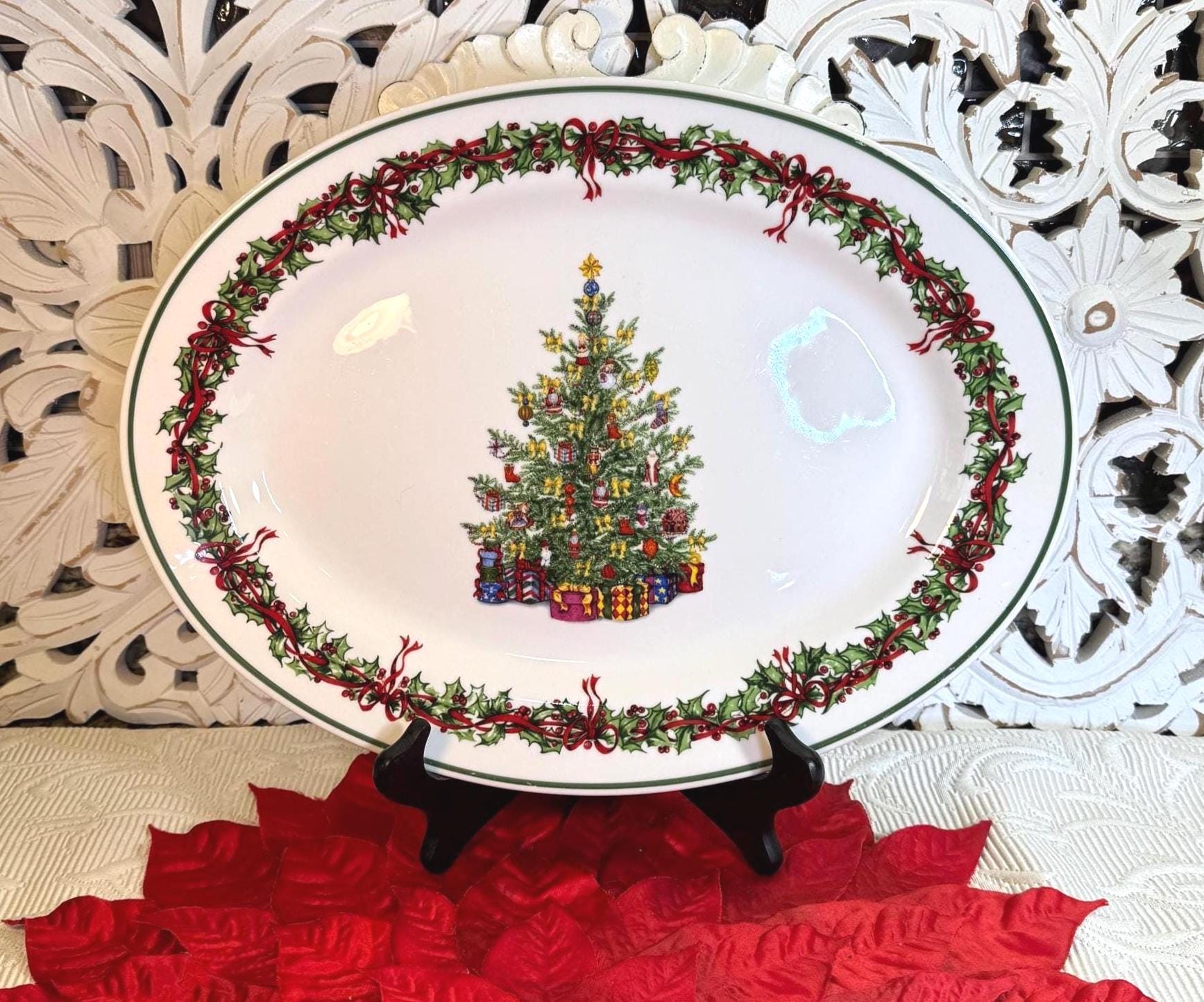 Vintage Christopher Radko Christmas Platter: Holiday Tree Dinnerware ...