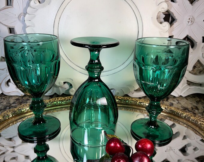 Set of 3 Libbey Duratuff Juniper Green Gibraltar Goblets - Etsy