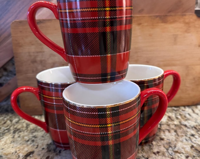 Set of 4 Scottish Plaid Coffee Mugs ~ Robert Stanley Home Collection ...