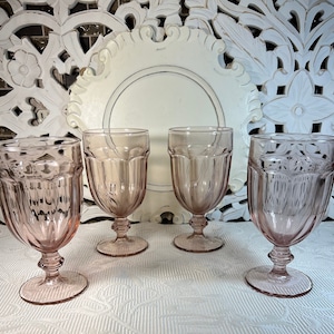Libbey Duratuff Pink Gibraltar Glasses Set of 4 ~ Pink Duratuff Iced ...