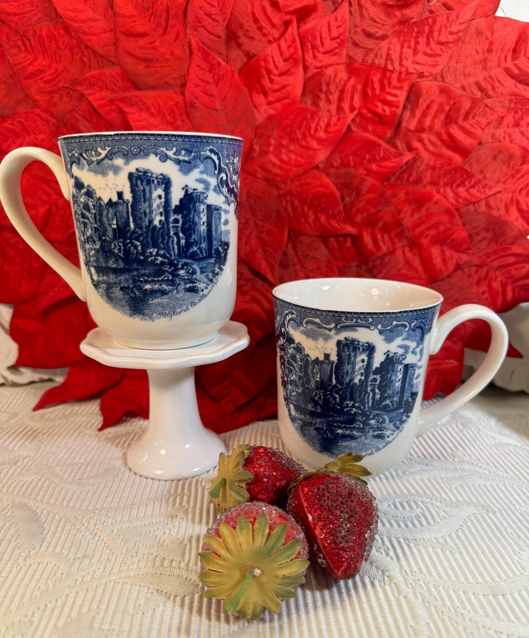 Johnson Brothers Old Britain Castles Coffee Mugs ~ Blue & White ...