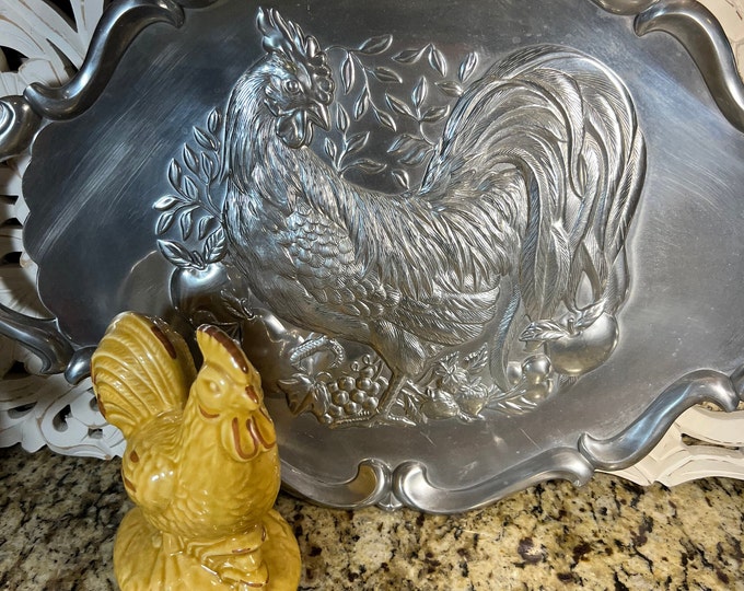 Lenox Large Serving Tray With Handles | Vintage Tray With Rooster ...