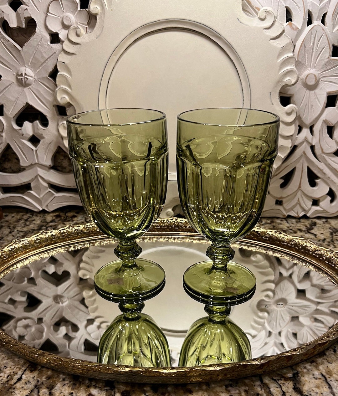 Libbey Duratuff Green Gibraltar Glasses Set of 2 Green Duratuff Water ...