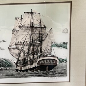 The Columbia by Artist Alan Jay Gaines ~ Ship Artwork ~ Color Etching ...