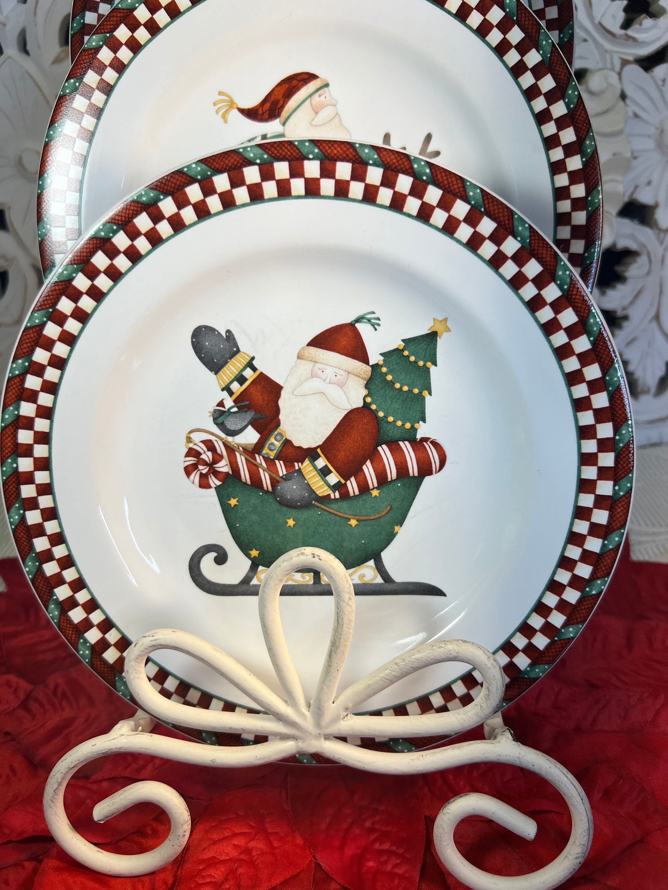 Santa's Spirit Dessert or Salad Plates Set of 4 by Debbie Mumm ...