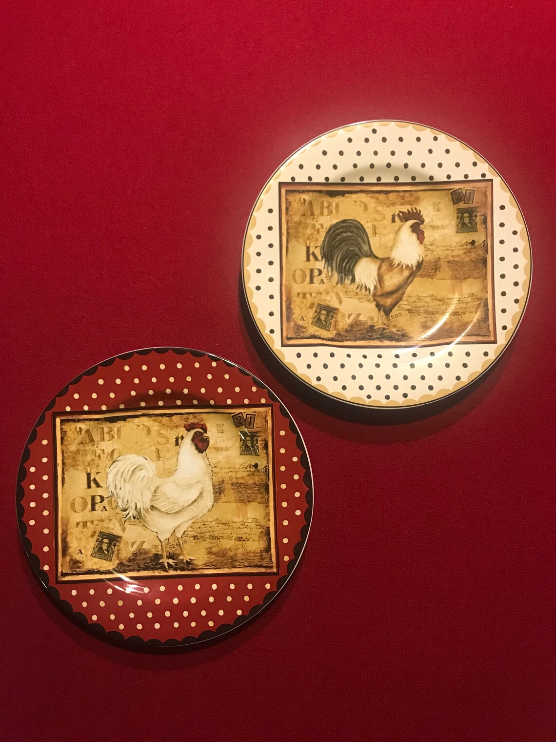 Rooster Plates Farmhouse Inspired Plates - Etsy