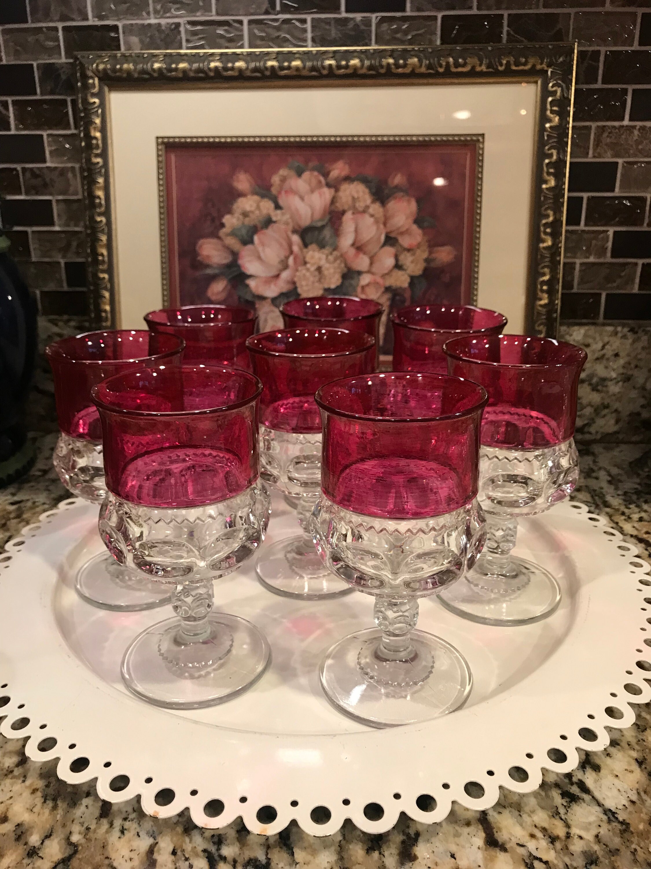 Vintage Kings Crown Goblets Wine Glasses Ruby Flash Set of 4 - Etsy