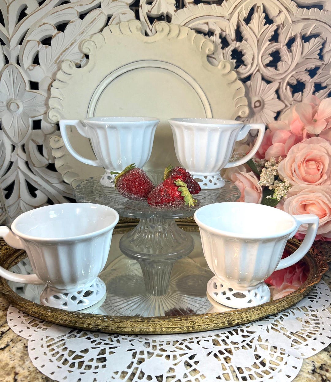 Exclusive Footed Coffee Mugs for Bombay Co - Set of 4 ~french Country ...