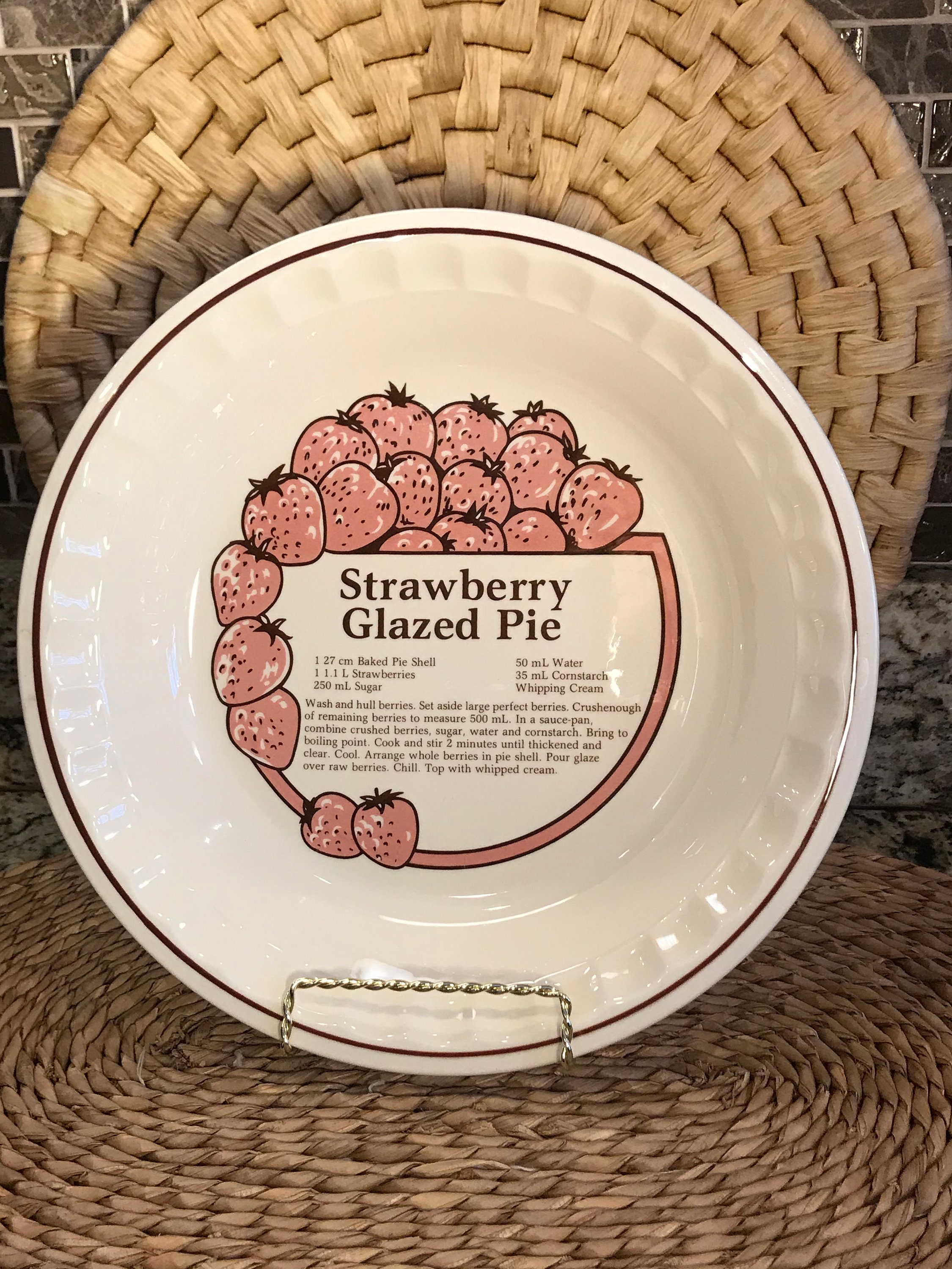 Strawberry Recipe Pie Plate by CE Springer - Etsy