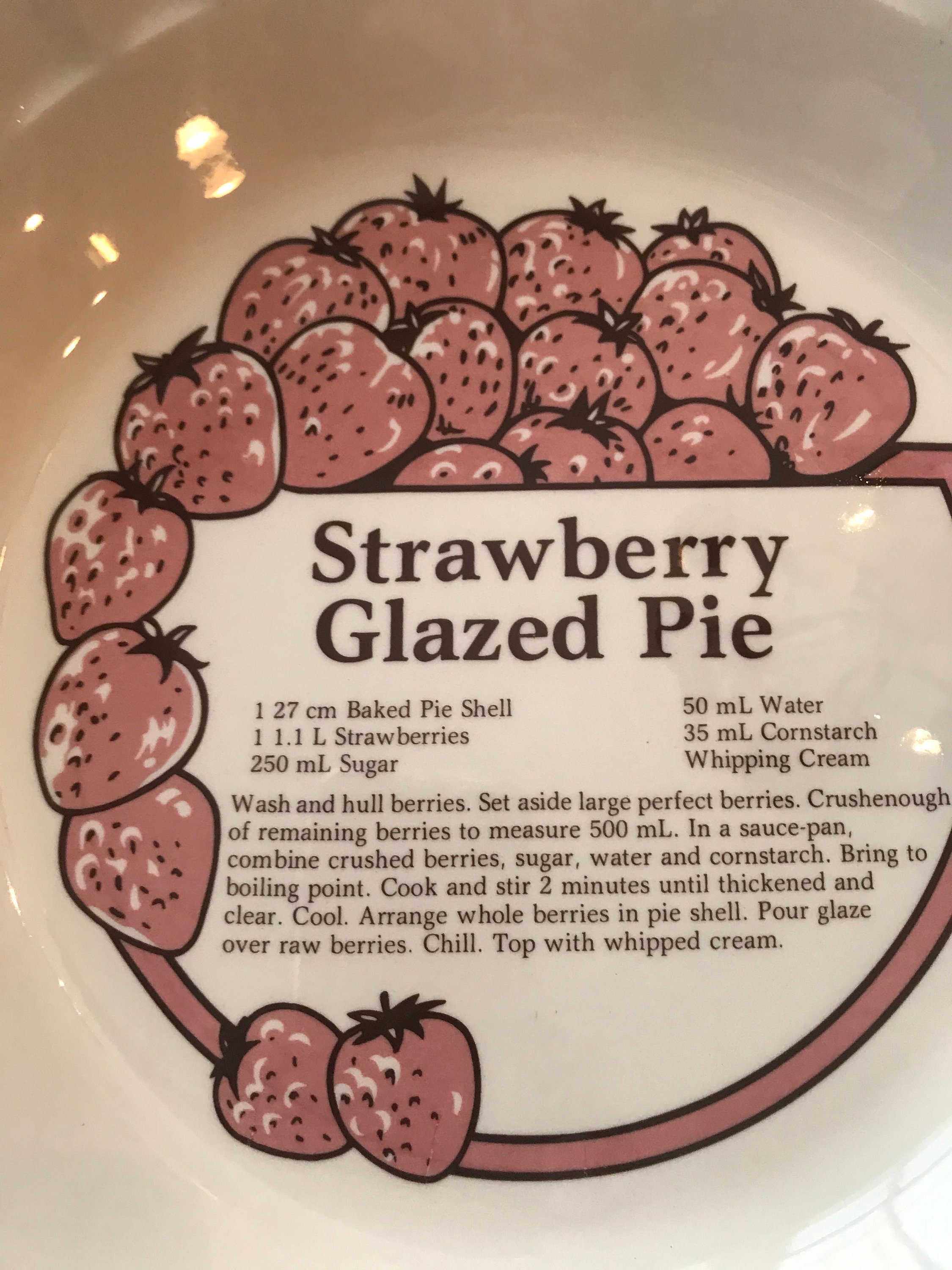 Strawberry Recipe Pie Plate by CE Springer - Etsy