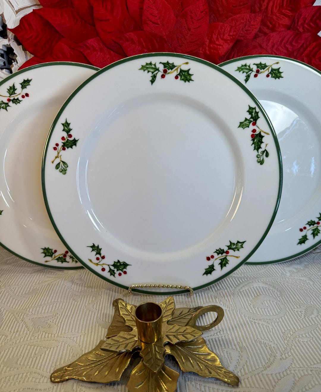 Set of 4 Plates Christopher Radko Traditions Christmas Dinner Plate ...