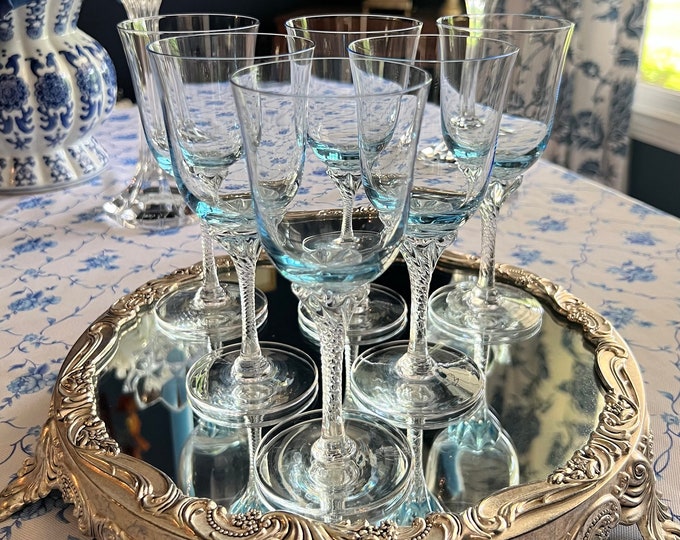 Sasaki Hawthorne Azure Crystal Stemware ~ Set of 6 ~ Azure Light Blue ...