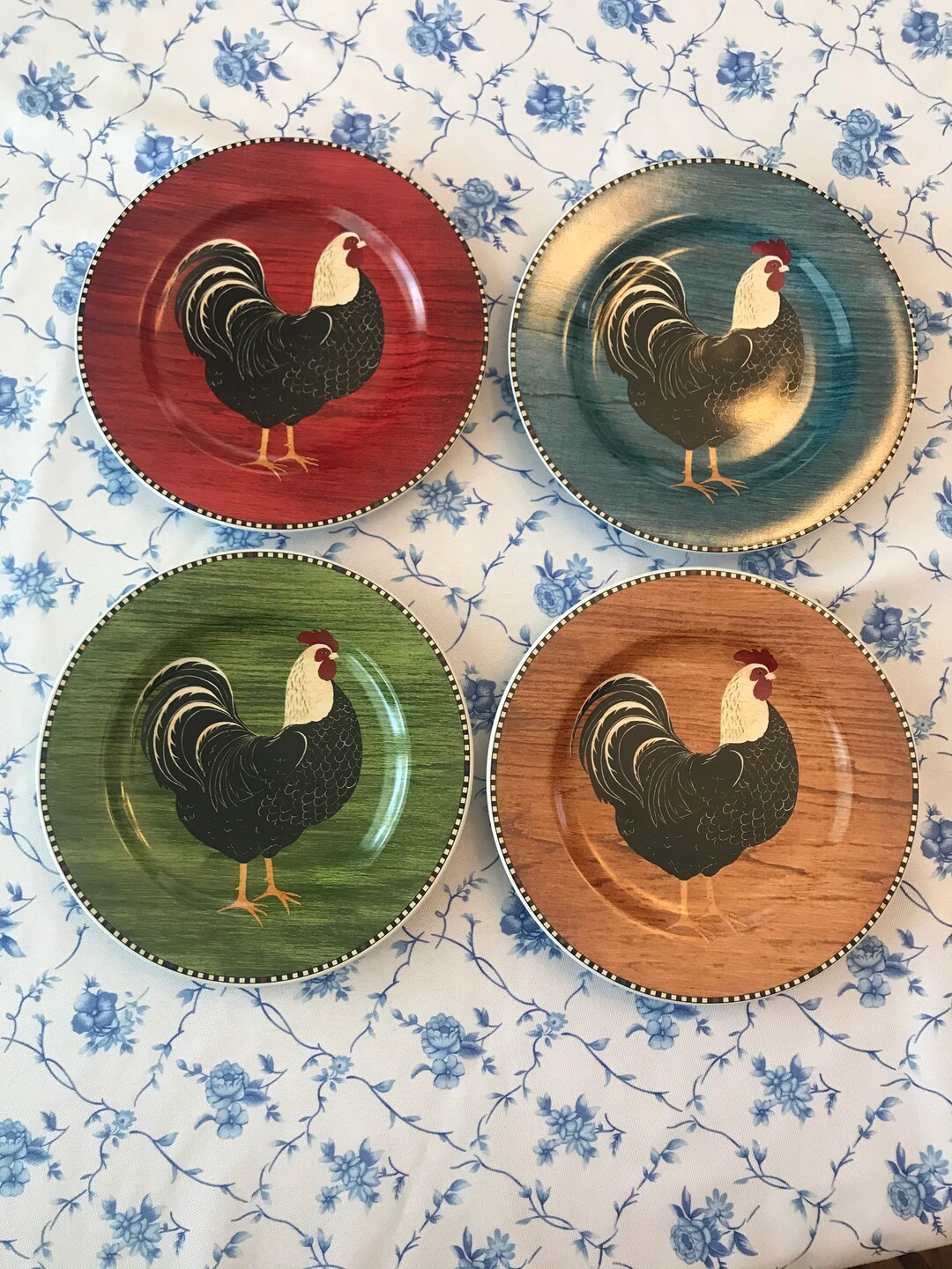 Warren Kimble rooster 8 Salad Dessert Plates - Etsy