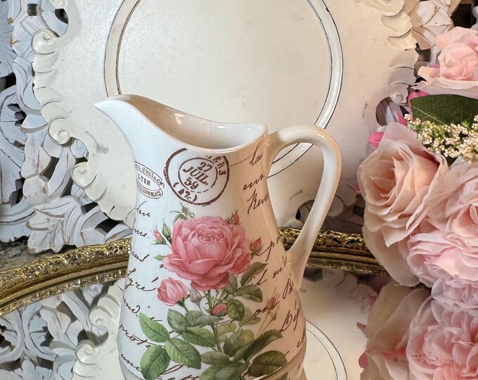 Teleflora Pink Rose Floral Pitcher Cottage Country ~ Shabby and so Chic ...