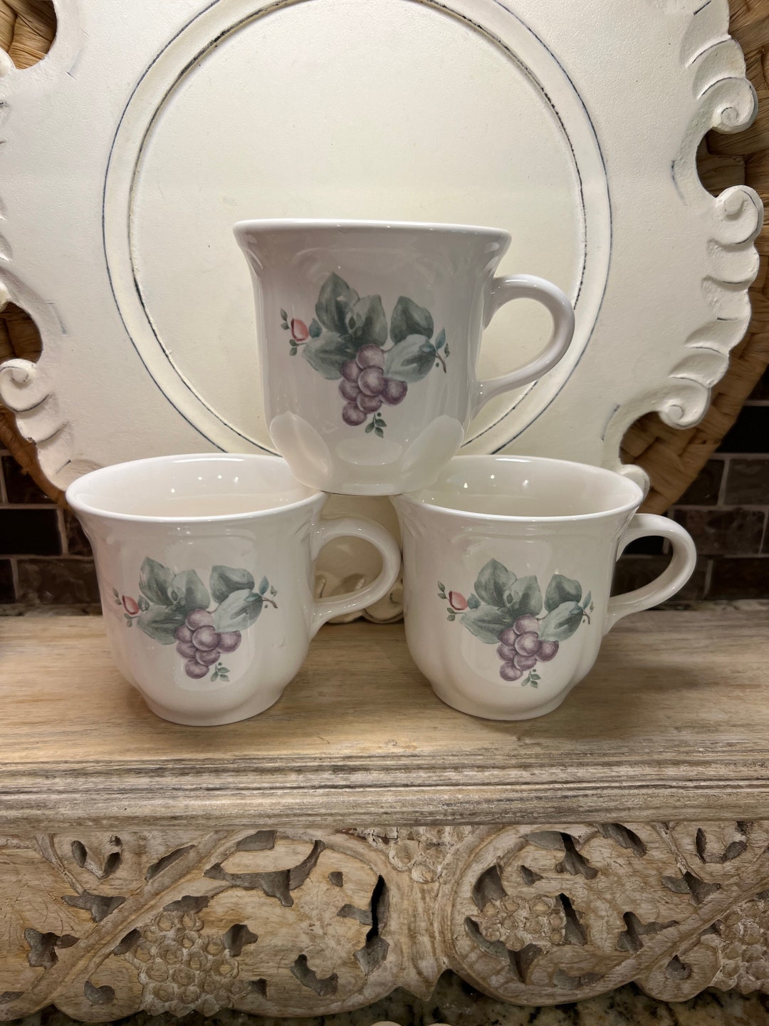 Pfaltzgraff Grapevine Coffee Mugs Set of 4 ~ Pfaltzgraff Coffee/teacups ...