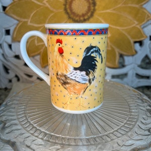 Stoneware Rooster Coffee Mugs ~ Vintage Yellow Rooster Coffee Cups ...
