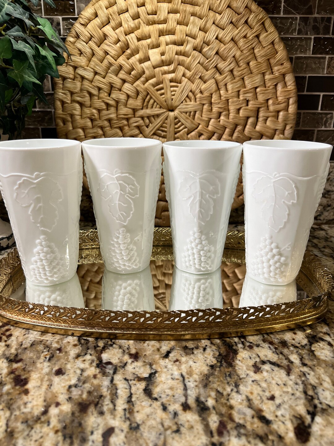 Vintage Colony Indiana Glass Tumblers, Harvest Pattern ~ Set of 4 ...