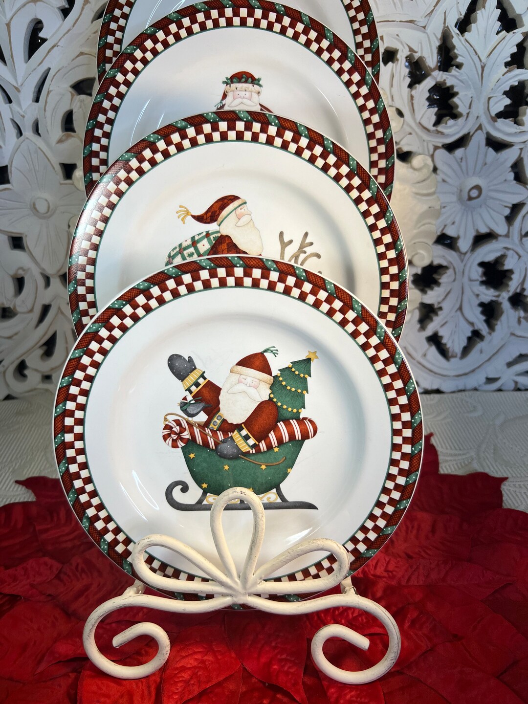 Santa's Spirit Dessert or Salad Plates Set of 4 by Debbie Mumm ...