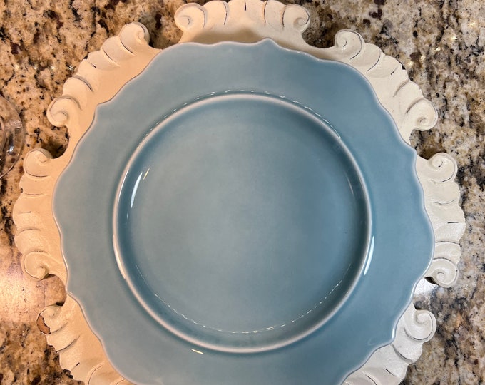 Threshold Wellsbridge Stoneware Aqua Sky Blue Scalloped Dinner Plates ...