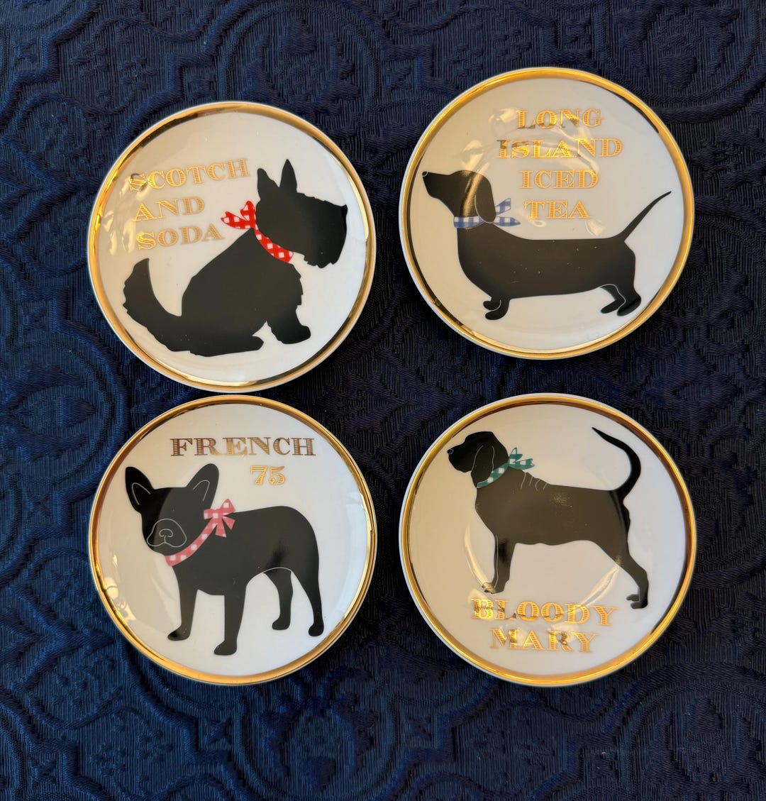 Draper James Grace & Charm Dog Coasters Mini Dish Set of 4 ~ Miniature ...
