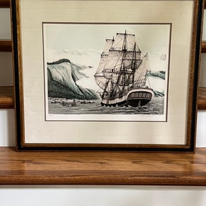The Columbia by Artist Alan Jay Gaines ~ Ship Artwork ~ Color Etching ...