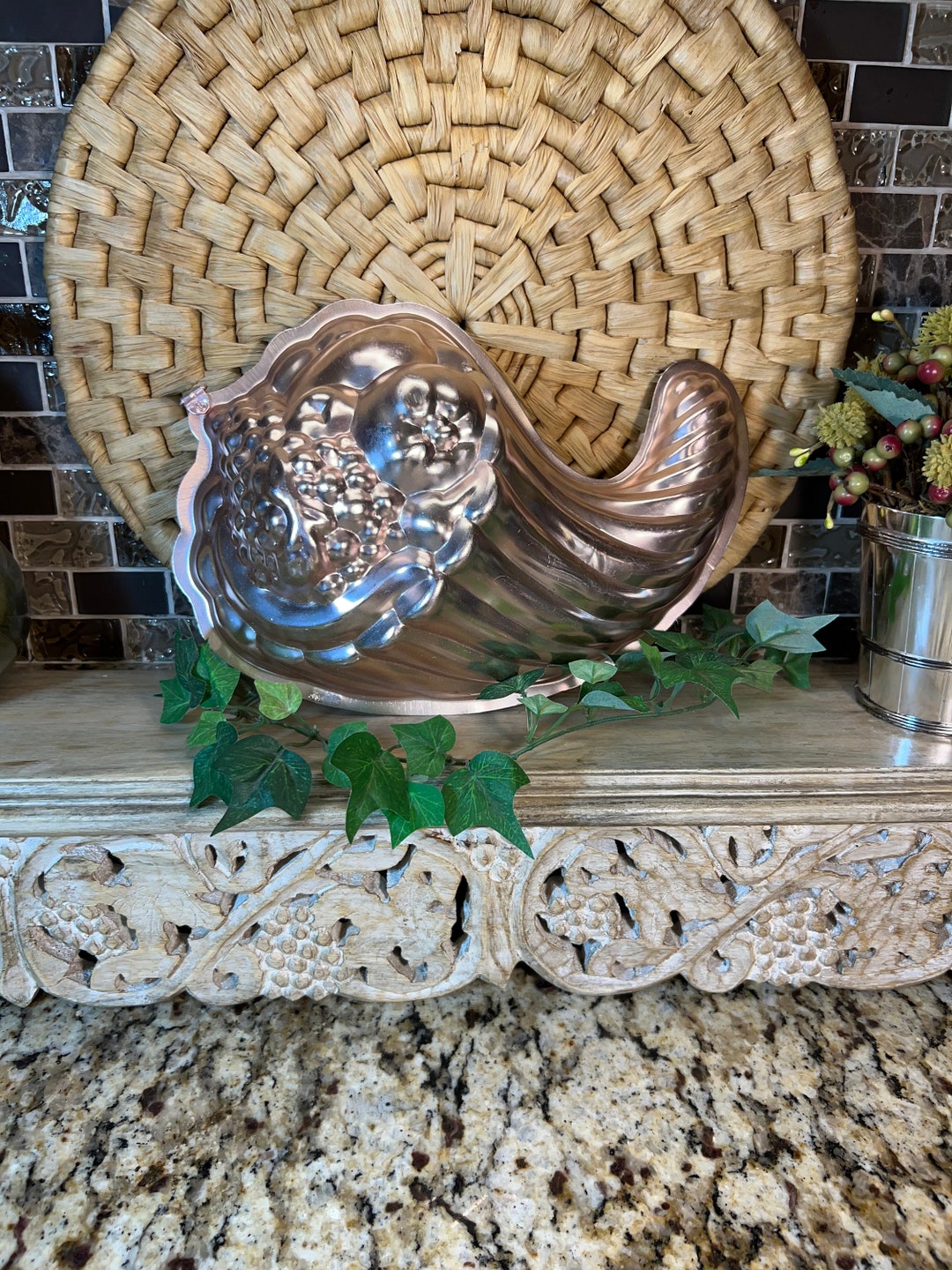 Vintage Copper Color Cornucopia Jello Molds ~ Aluminum Jello ~ Cake ...