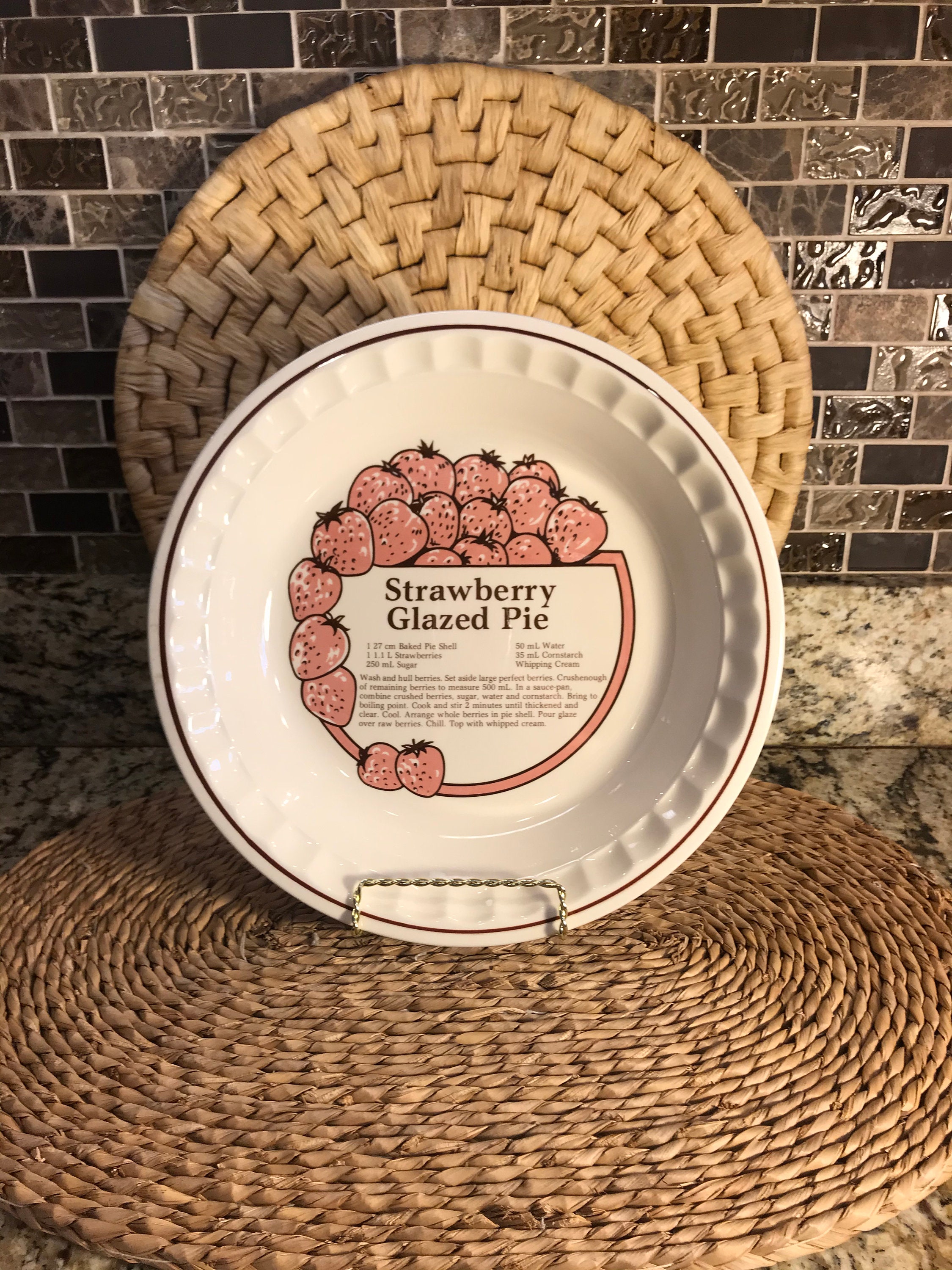 Strawberry Recipe Pie Plate by CE Springer - Etsy