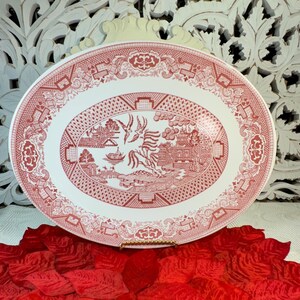 Vintage Ironstone Pink/red Willow Oval Platter ~ Red and White ...