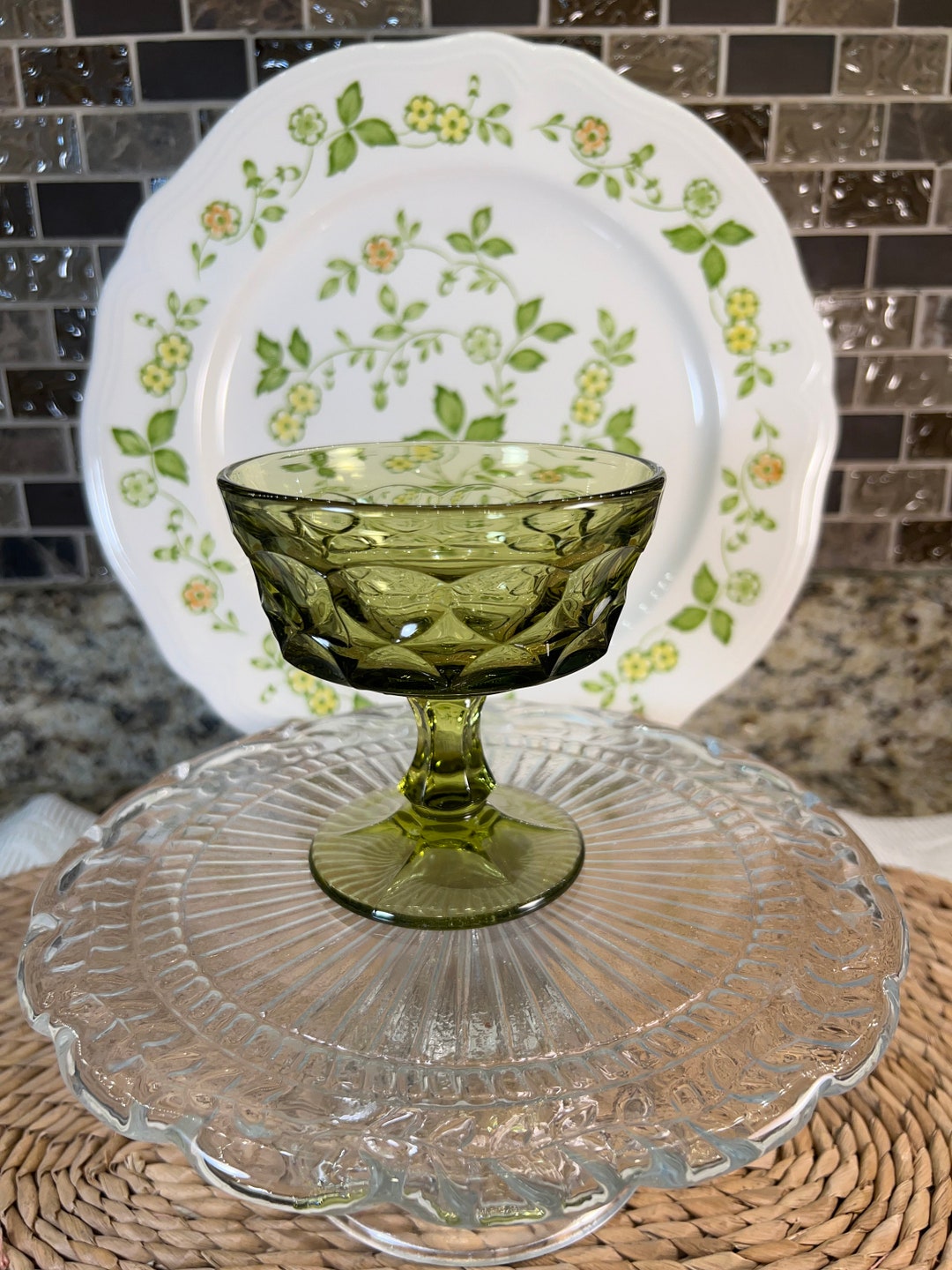 Noritake Perspective Green Champagne/coupe/sherbet Glasses Vintage ...