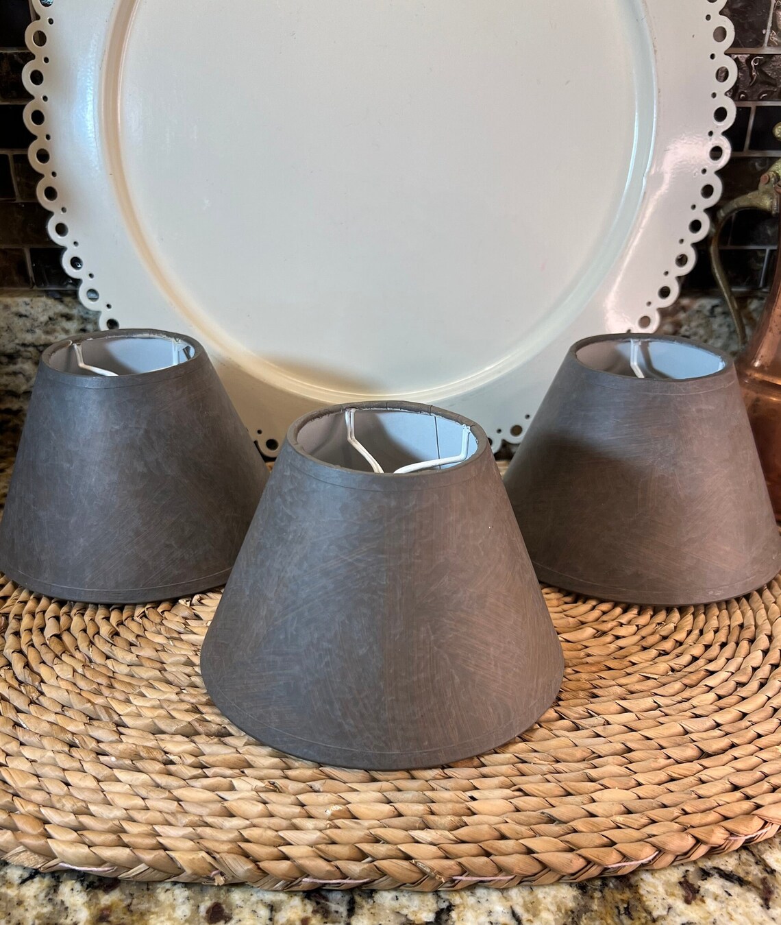 Mini Lamp Shades ~ Clip-on Mini Lamp Shades ~ Brown Paper Chandelier ...