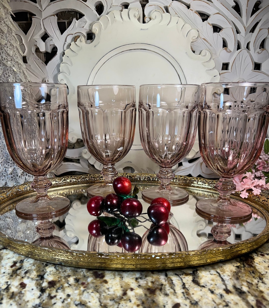 Libbey Duratuff Pink Gibraltar Glasses Set of 4 ~ Pink Duratuff Iced ...