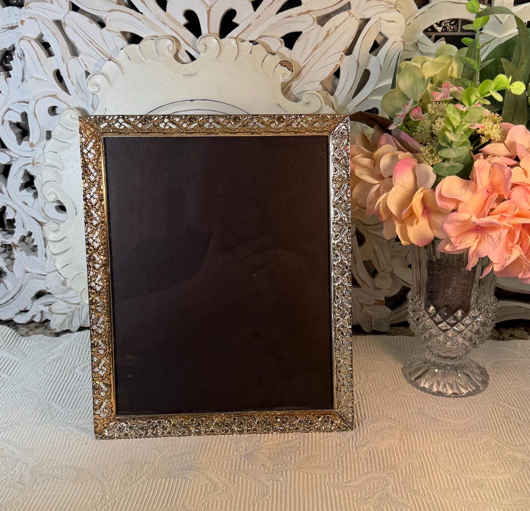 Vintage Filigree Photo Frame ~ Brass Picture Frame Filigree Border ...