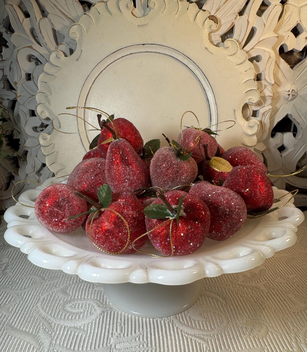 Set of 21 Faux Fruit Ornaments ~ Vintage Artificial Sugared Fruit ...
