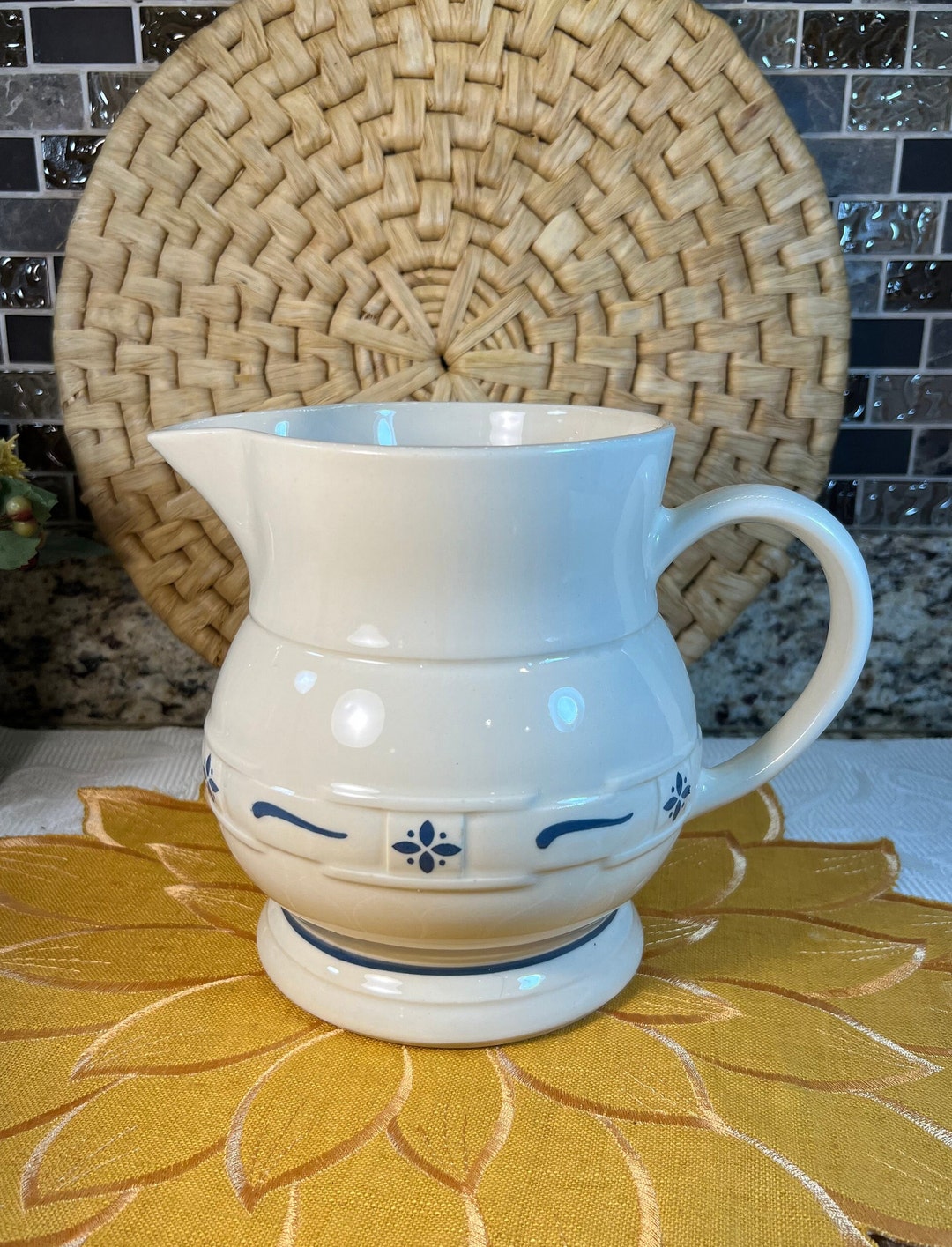 Longaberger Pottery Pitcher: Woven Traditions Heritage Blue, 64 Oz - Etsy