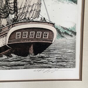 The Columbia by Artist Alan Jay Gaines ~ Ship Artwork ~ Color Etching ...