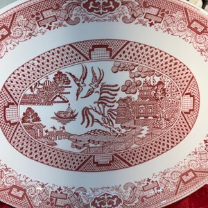 Vintage Ironstone Pink/red Willow Oval Platter ~ Red and White ...