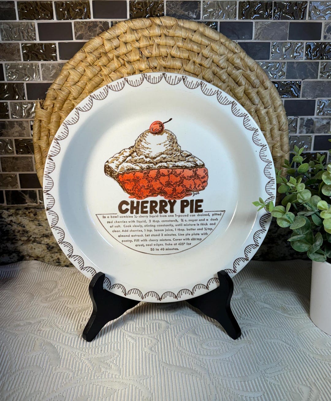 Vintage Cherry Pie Plate - Etsy