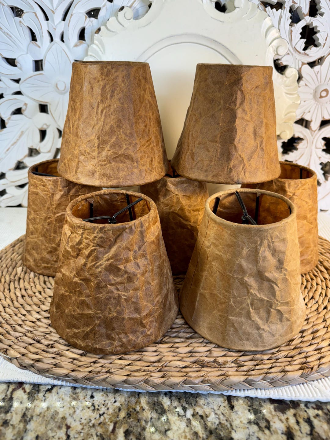 Brown Crinkled Paper Mini Lamp Shade Clip-on Mini Lamp Shades - Etsy