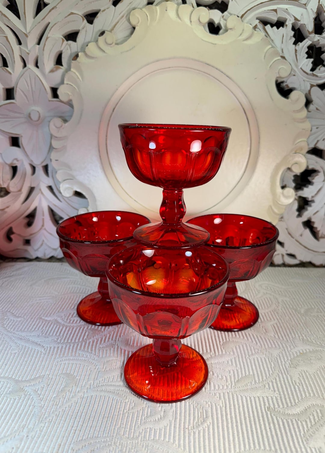 Vintage Noritake Provincial Red Champagne/dessert Glass - Set of 4- Mid ...