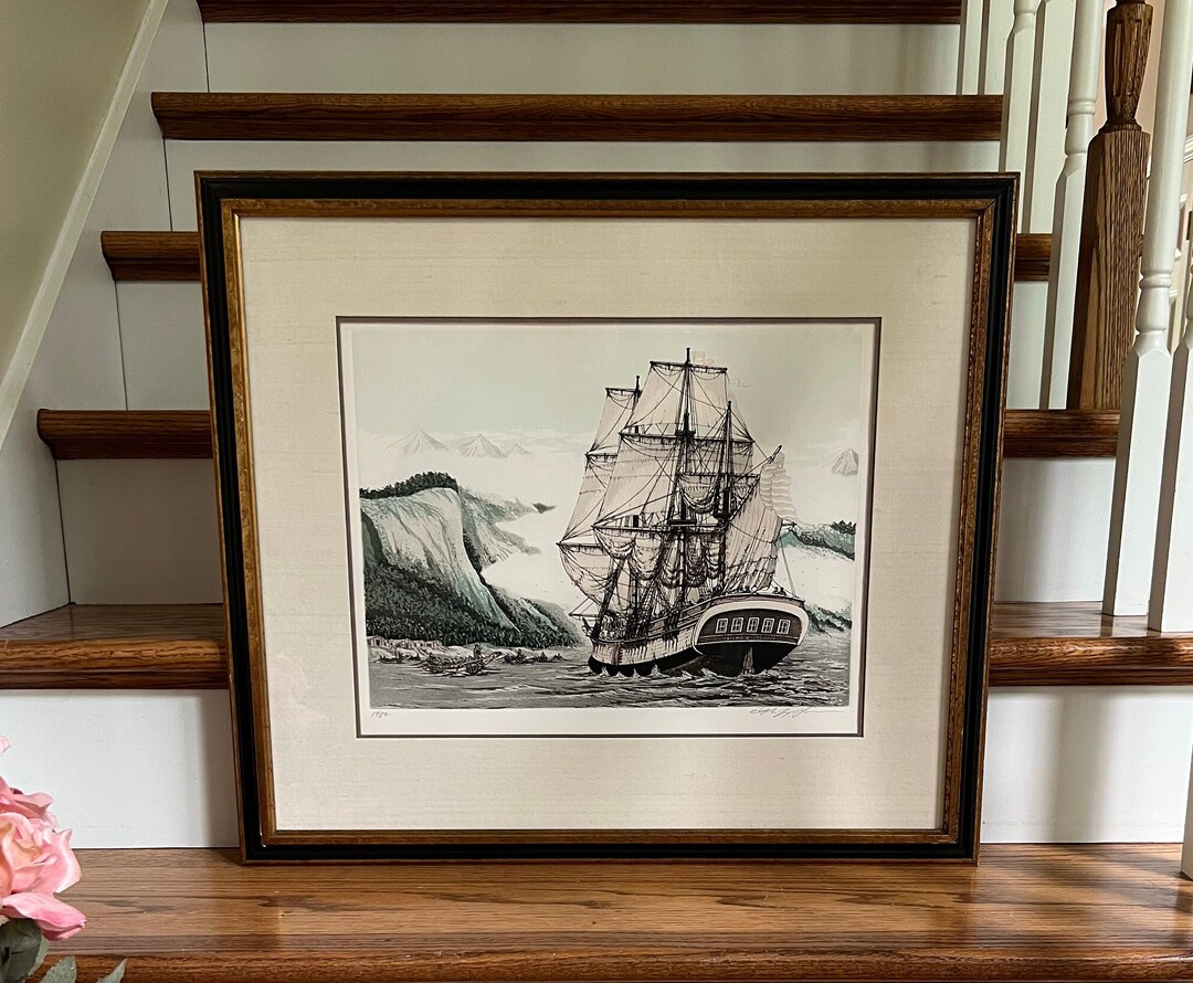 The Columbia by Artist Alan Jay Gaines ~ Ship Artwork ~ Color Etching ...
