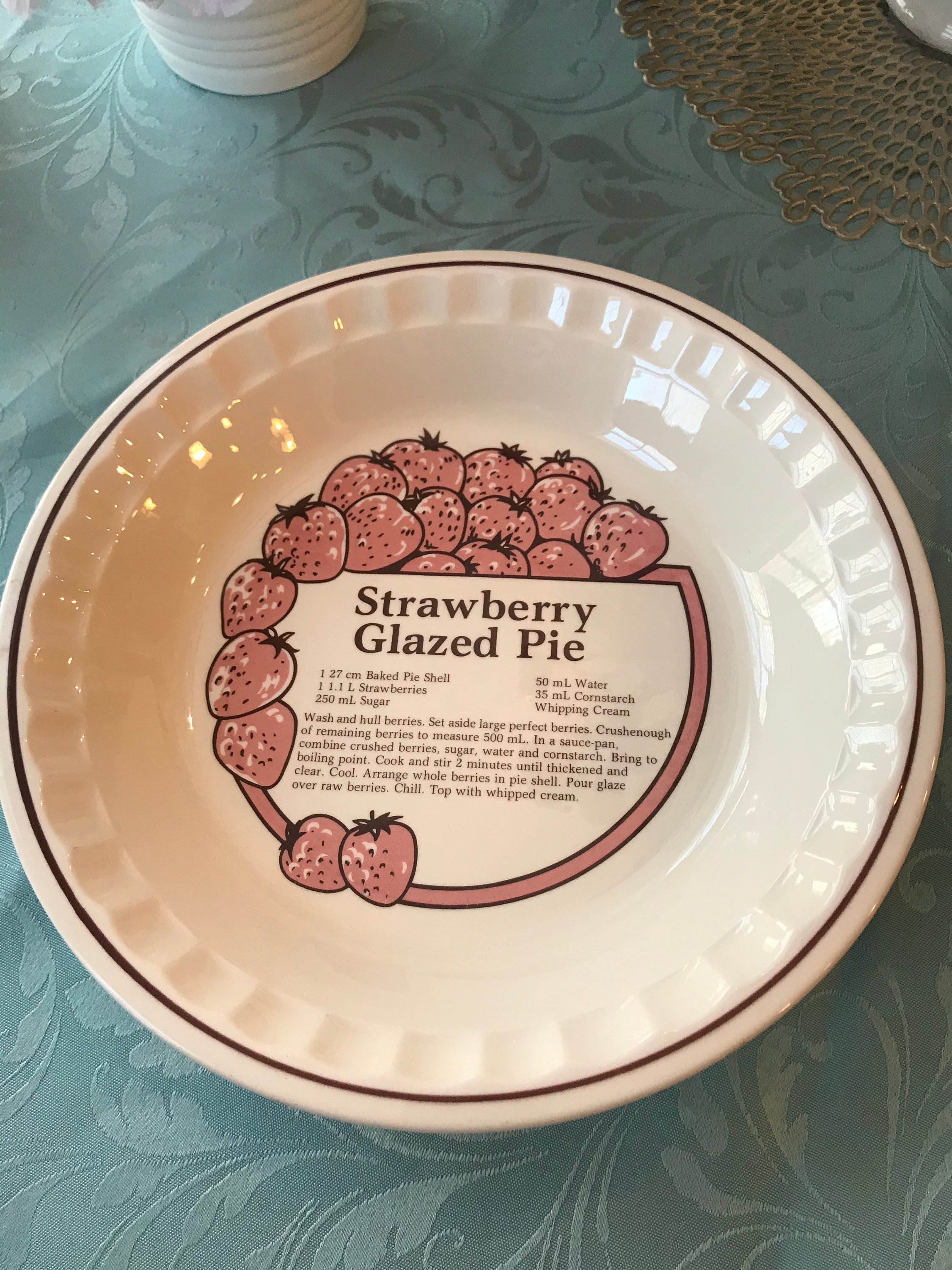 Strawberry Recipe Pie Plate by CE Springer - Etsy