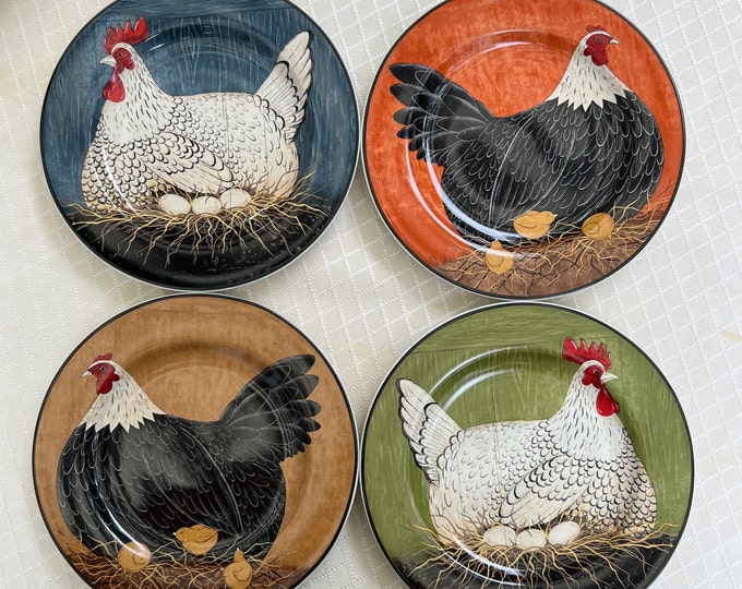 Rooster Plates Farmhouse Inspired Plates Henny Penny - Etsy
