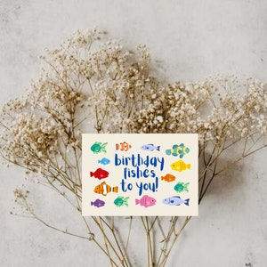 Birthday Card Postcard Birthday Happy Birthday Fish Funny Colorful ...