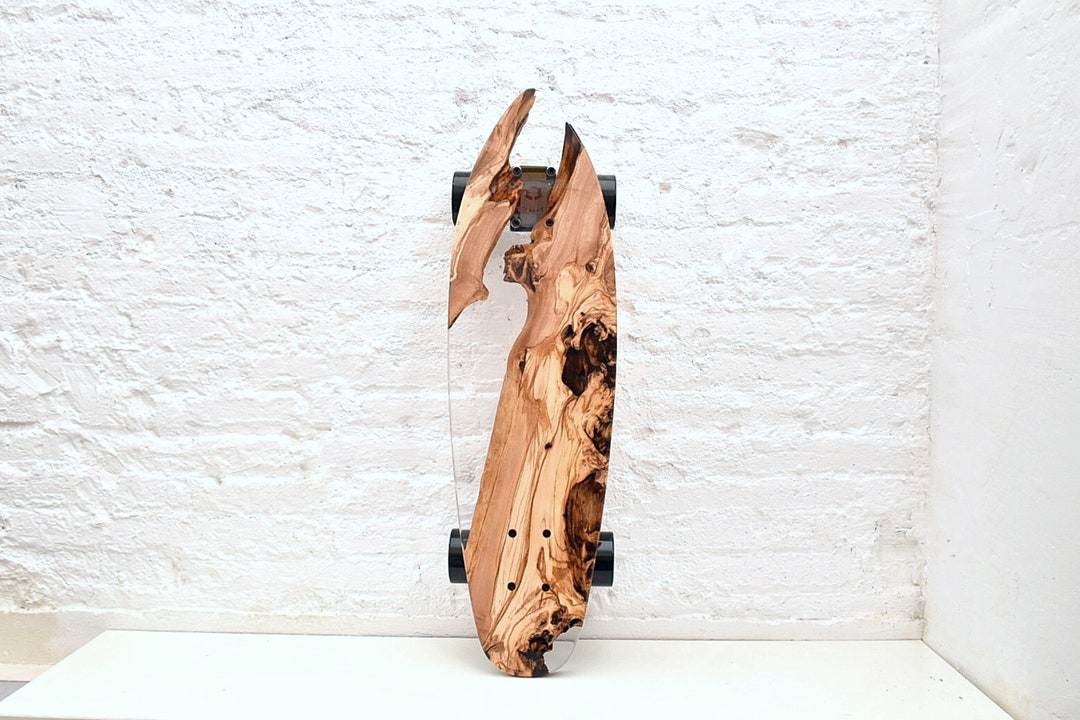 Olive Wood Epoxy Resin Skateboard, Unique Cruiser Longboard, Street Art ...