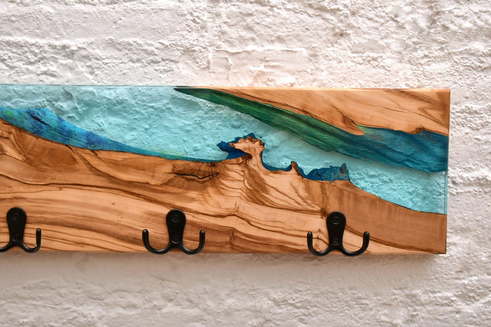 Custom Wood Coat Rack, Epoxy Resin Wall Rack With Hooks, Hat Rack ...
