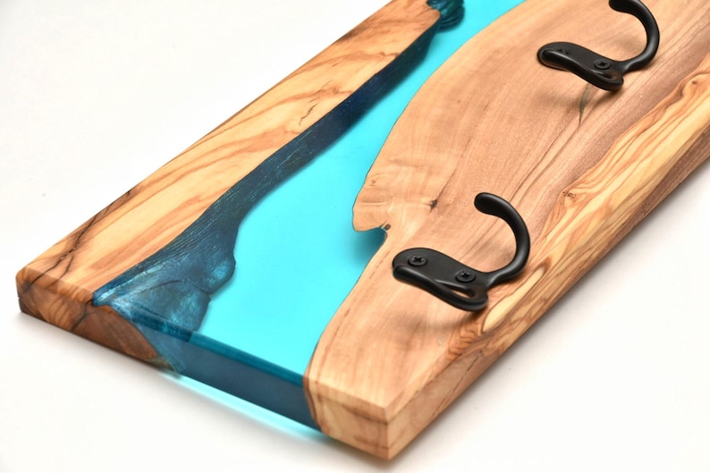 Custom Wood Coat Rack, Epoxy Resin Wall Rack With Hooks, Hat Rack ...