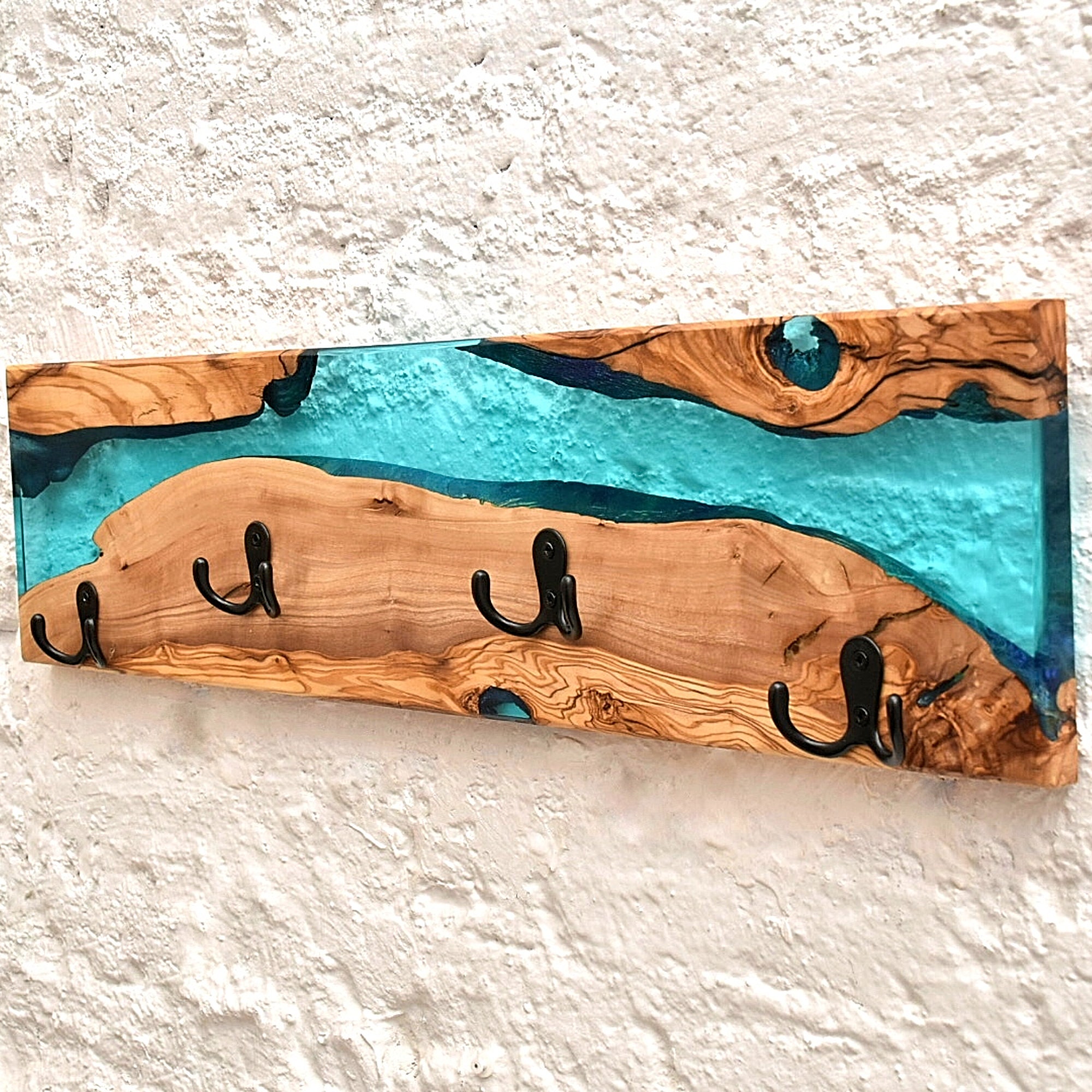 Custom Wood Coat Rack, Epoxy Resin Wall Rack With Hooks, Clothes Rack ...