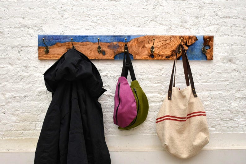 Wooden and Epoxy Resin Coat Rack, Epoxy Resin, Wood Coat Rack, Clothes ...