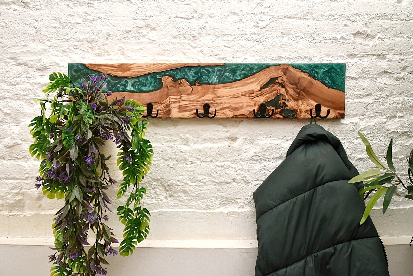 Wall Mounted Coat Rack Epoxy Resin and Olive Wood - Etsy