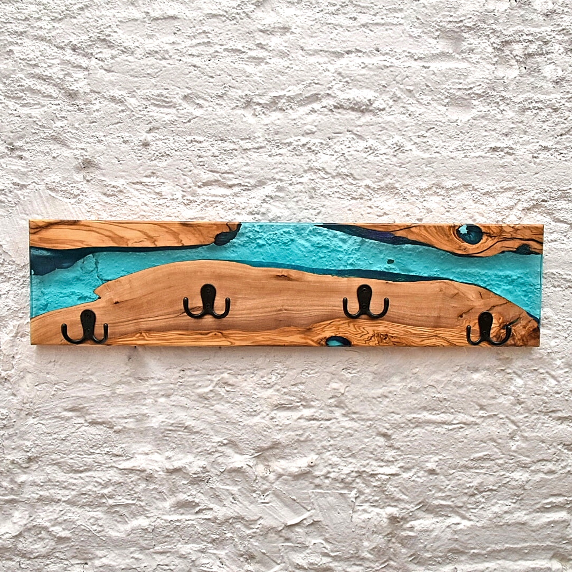 Custom Wood Coat Rack, Epoxy Resin Wall Rack With Hooks, Clothes Rack ...